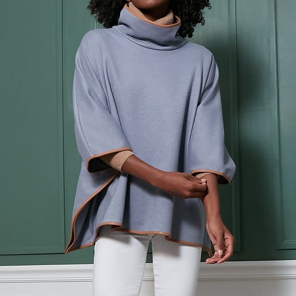Tuckernuck | Sweaters | Tuckernuck Slate Blue Faux Leather Funnel Neck ...
